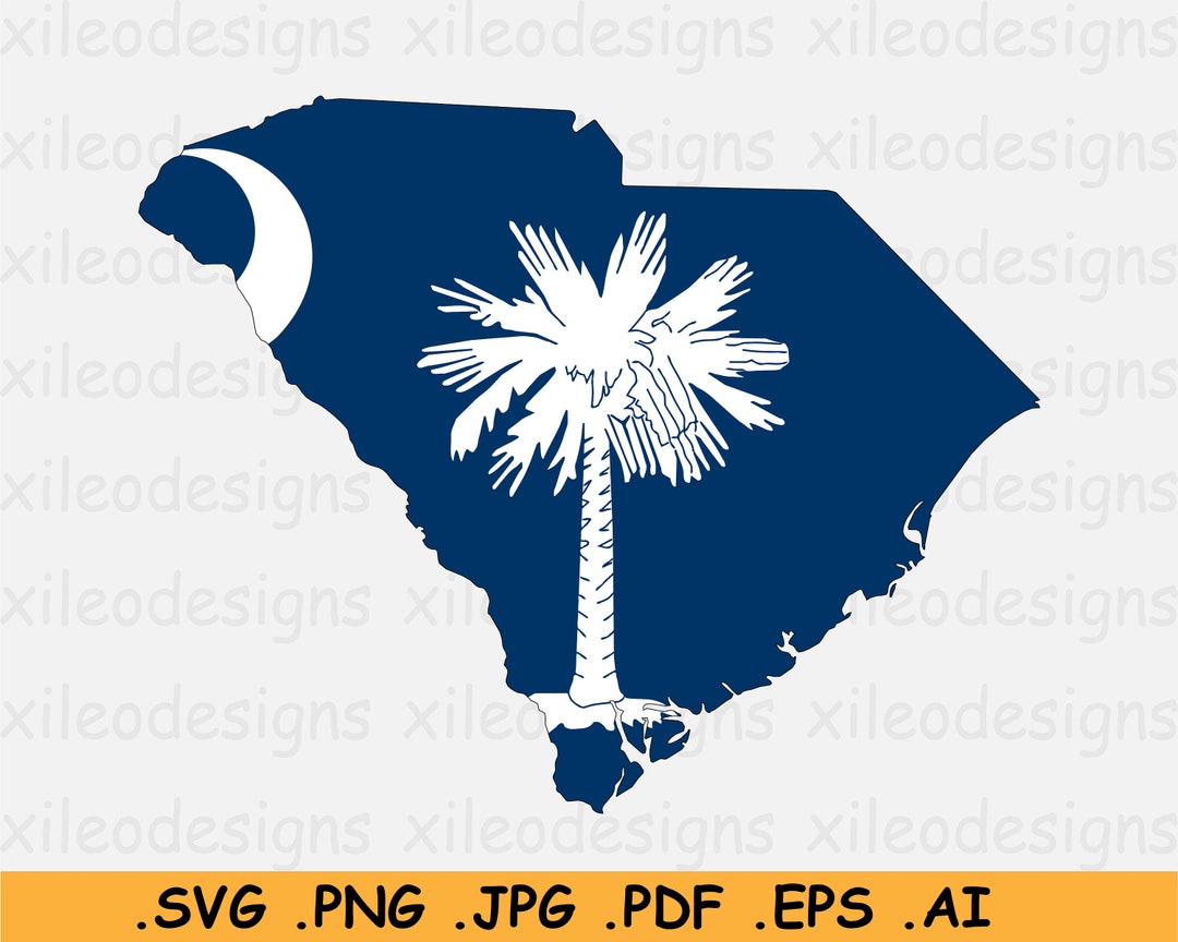 South Carolina Flag Map SVG, SC USA United States of America, State ...