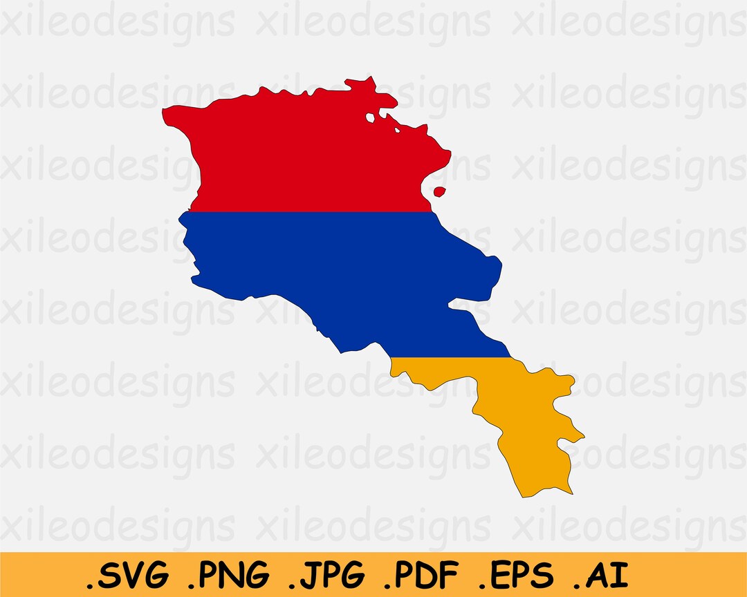 Armenia Map Flag SVG - Map of Armenia With the Armenian National Flag ...