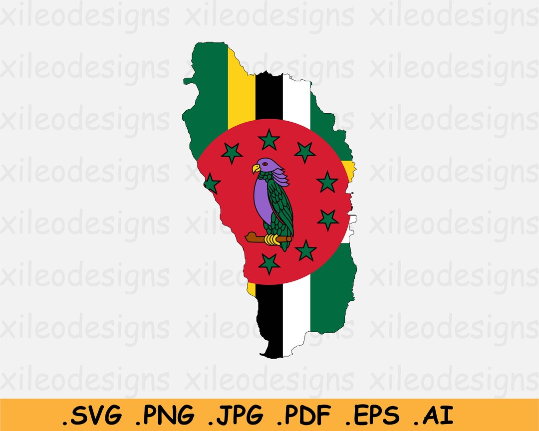 Dominica Flag Map SVG, Dominican Cricut Cut File, Caribbean Country ...