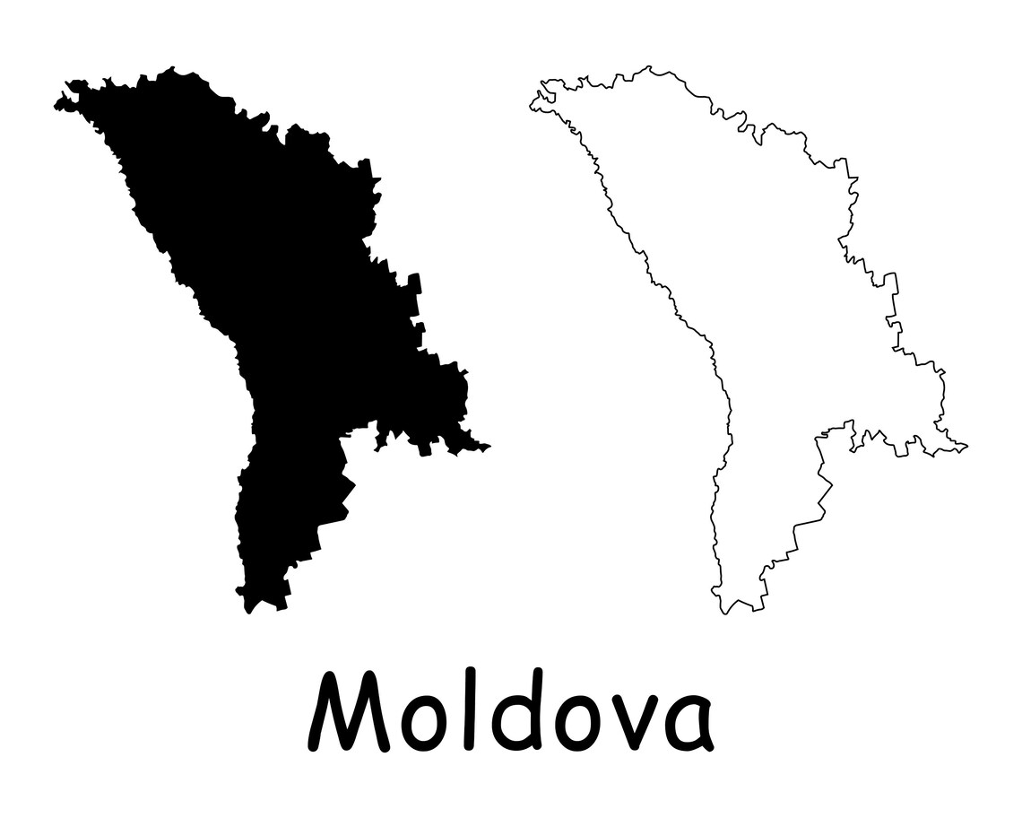 Map of Moldova Moldova Map Black and White Detailed Solid - Etsy