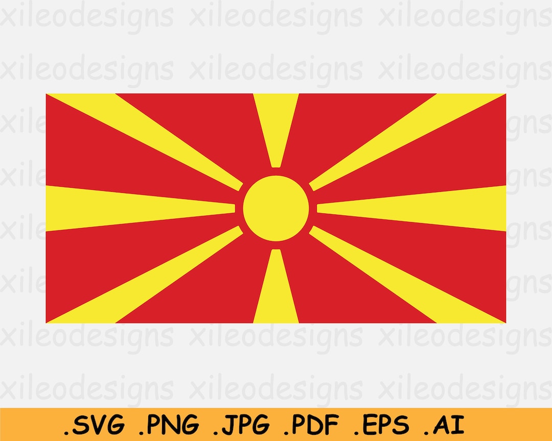 North Macedonia Flag SVG, Macedonian National Country Banner, Cricut ...