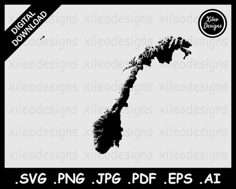 Norway Map SVG, Norwegian Country National Border Boundary Map, Black ...