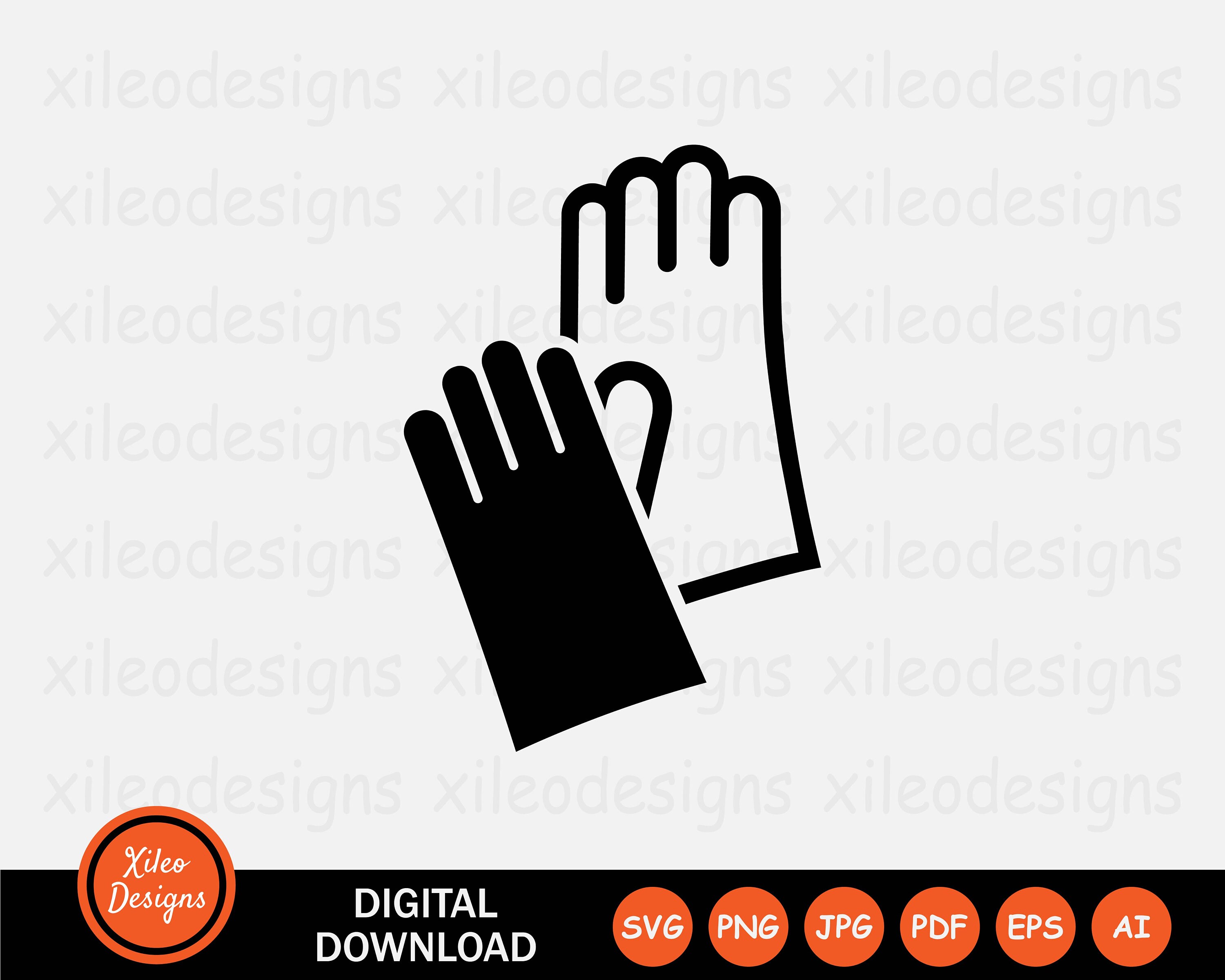 Gloves Icon SVG Hand Protection Latex Rubber Medical Outline Pair ...