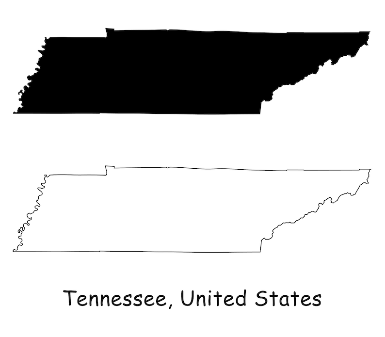 Tennessee Map SVG - TN USA United States of America Us, Black White ...