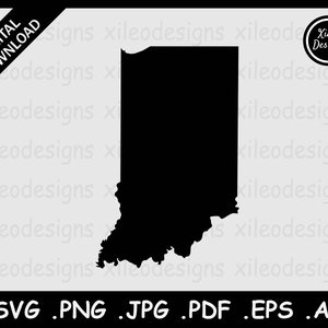 Indiana Map SVG, IN USA State Boundary Border, Hoosier United States ...