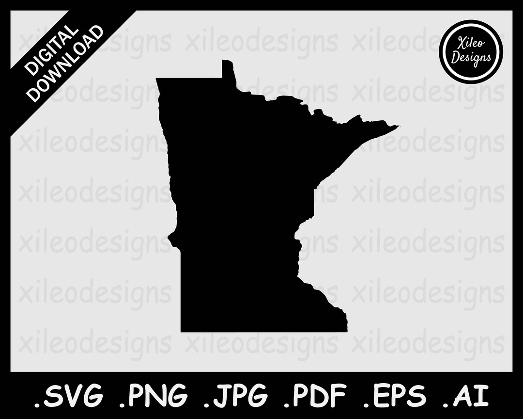Minnesota Map SVG, MN USA State Boundary Border, Minnesotan United ...