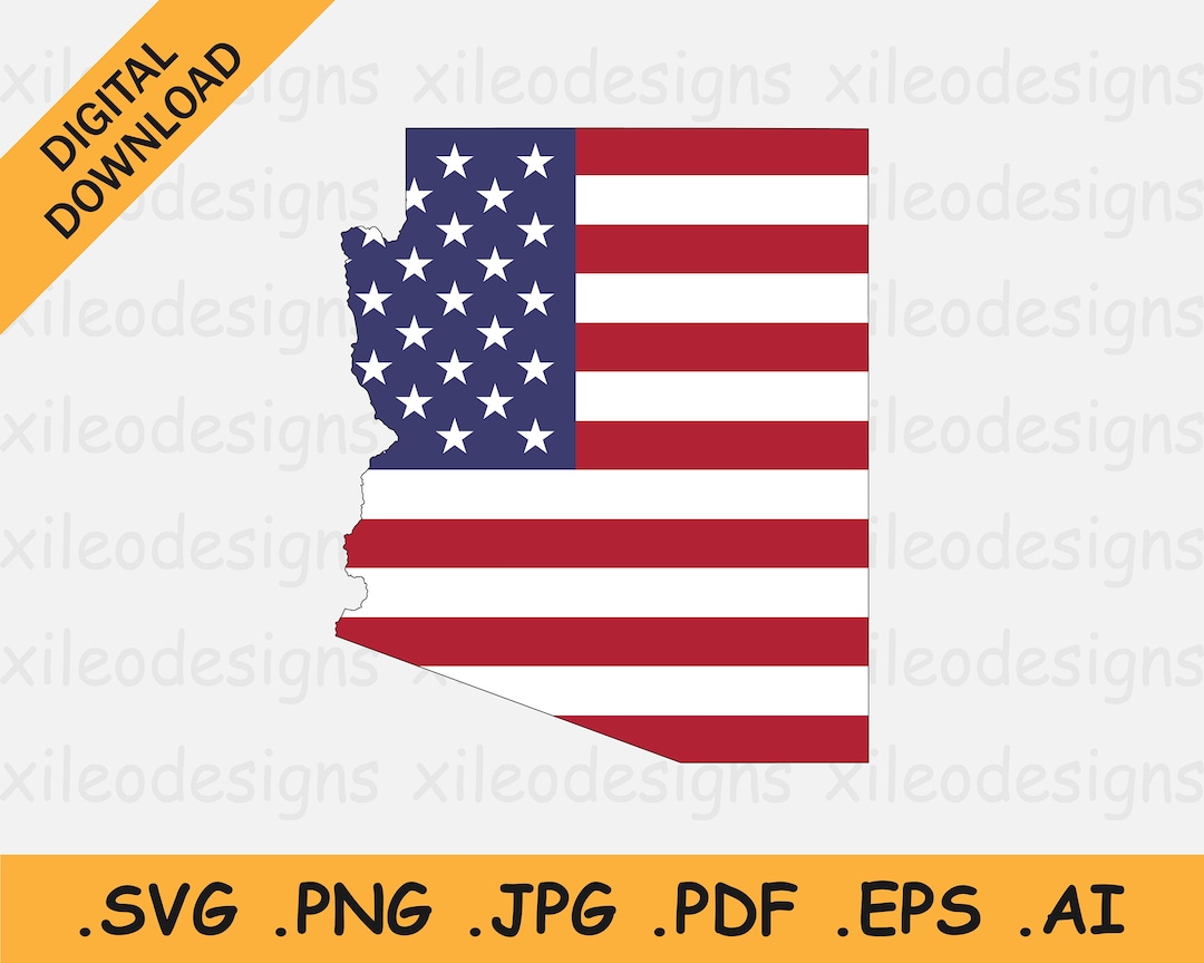 Arizona Map US Flag Svg, AZ USA on American Flag, America State Banner ...