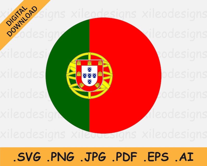 Portugal Round Flag SVG Portuguese Circle Icon National - Etsy