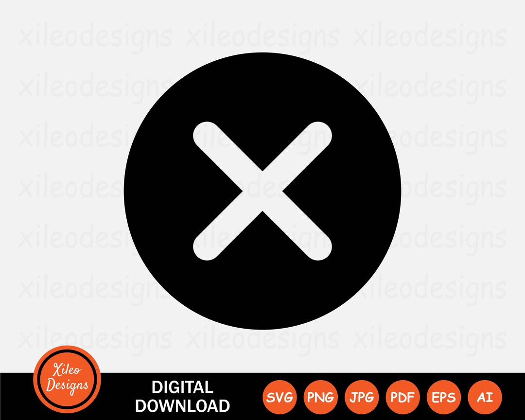 Round Cross Icon SVG Cancel Error Problem Close Wrong Graphic Vector Clipart Sign Symbol Cricut ...