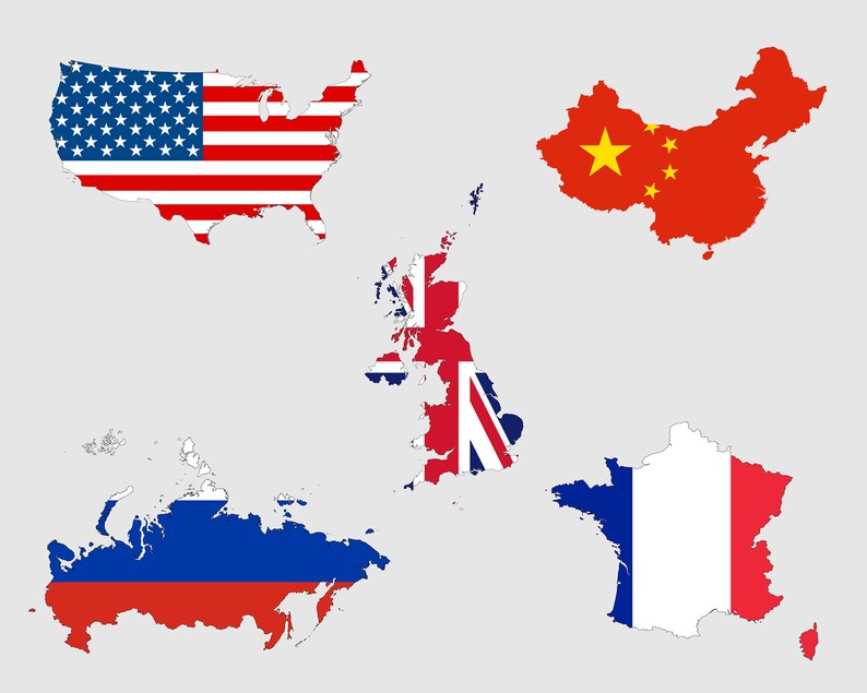 P5 Flag Map SVG Set Member Countries U.N. Country Nation - Etsy México