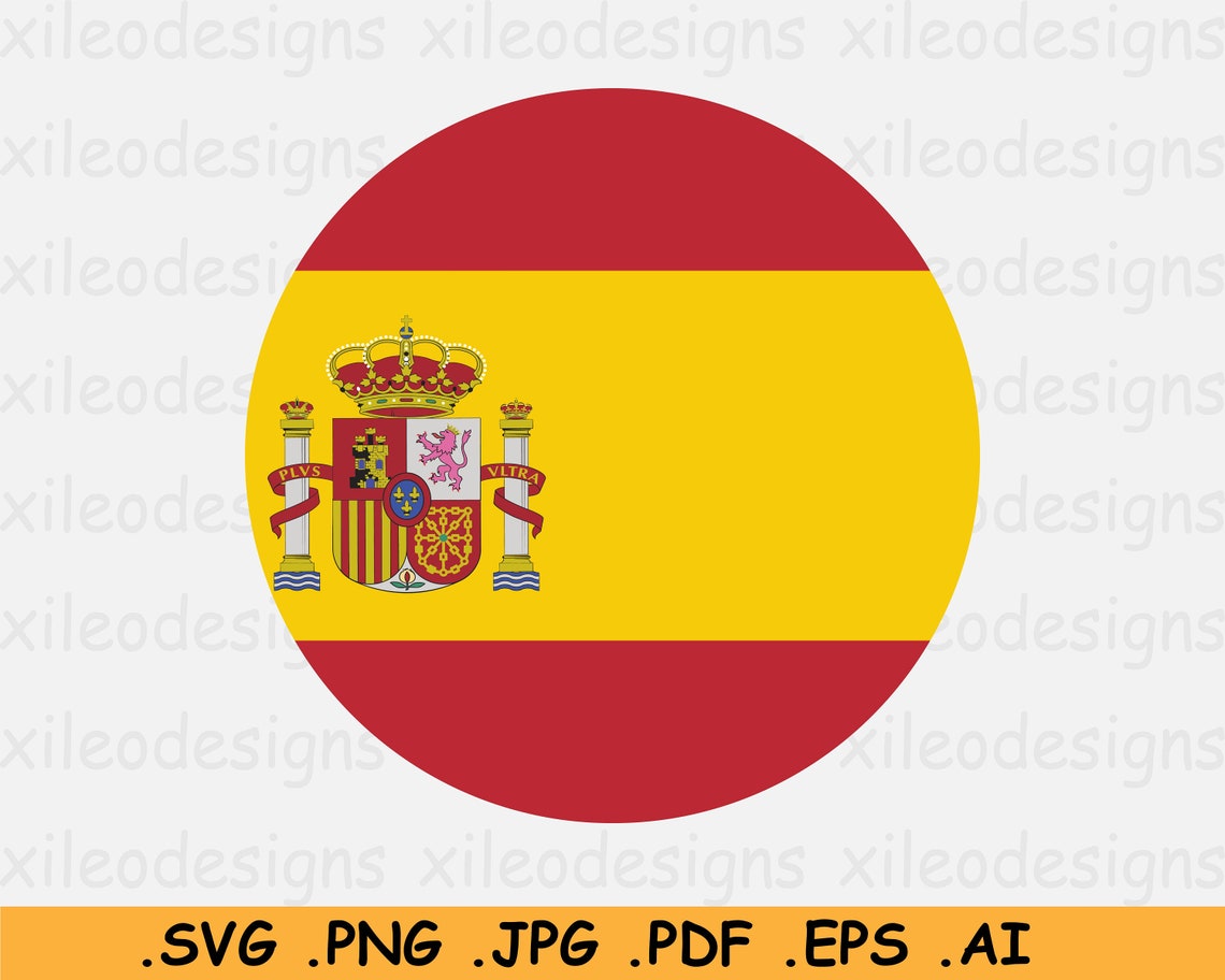 Spain Round Flag SVG Spanish Circular Banner Country | Etsy