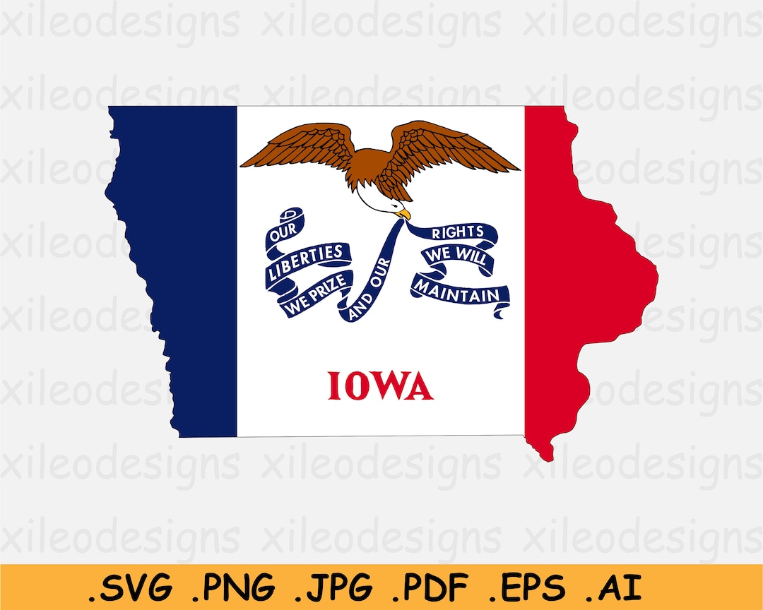 Iowa Flag Map SVG, Iowa United States of America, IA USA State Border ...