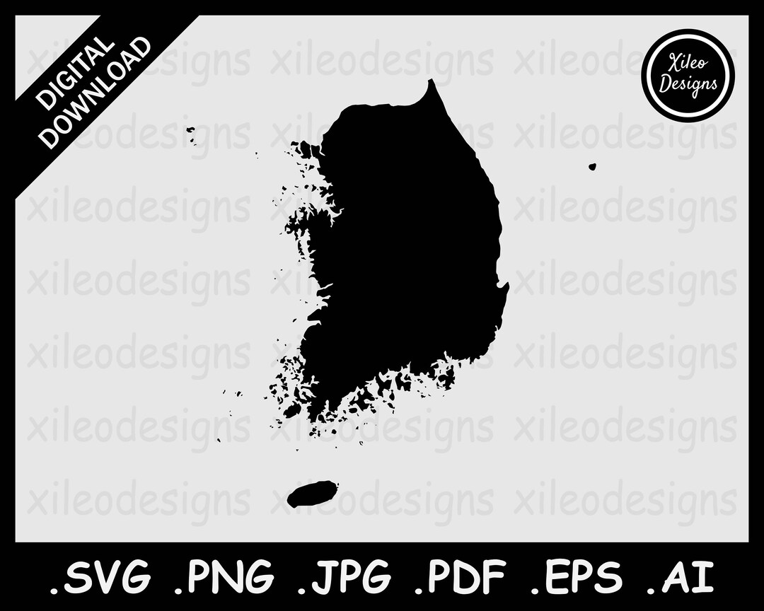 South Korea Map SVG, Korean National Country Boundary Border, Black ...