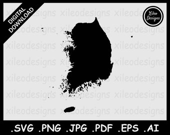 South Korea Map Svg - Etsy