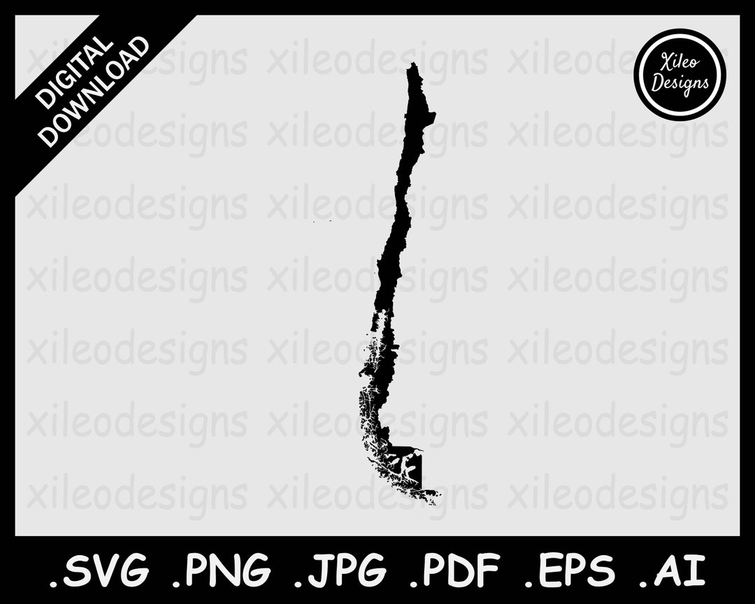 Chile Map SVG, Chilean Country National Border Boundary, Black ...