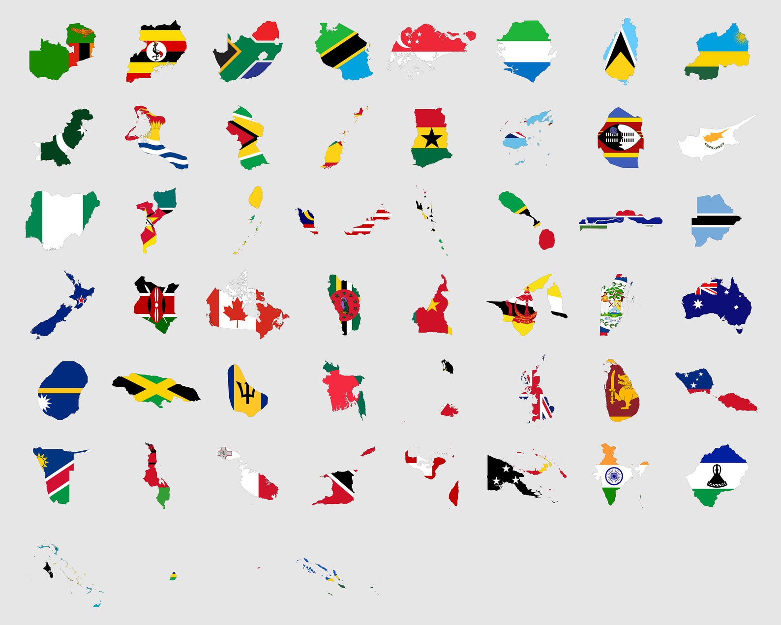 Commonwealth Flag Maps SVG Bundle Member Countries Country - Etsy