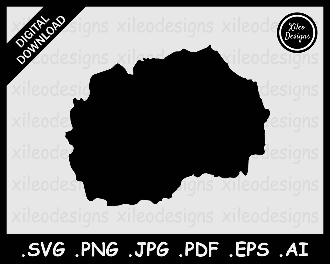 North Macedonia Map SVG, Macedonian Country National Border Boundary ...
