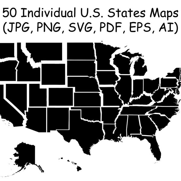 Individual States Map Svg - Etsy