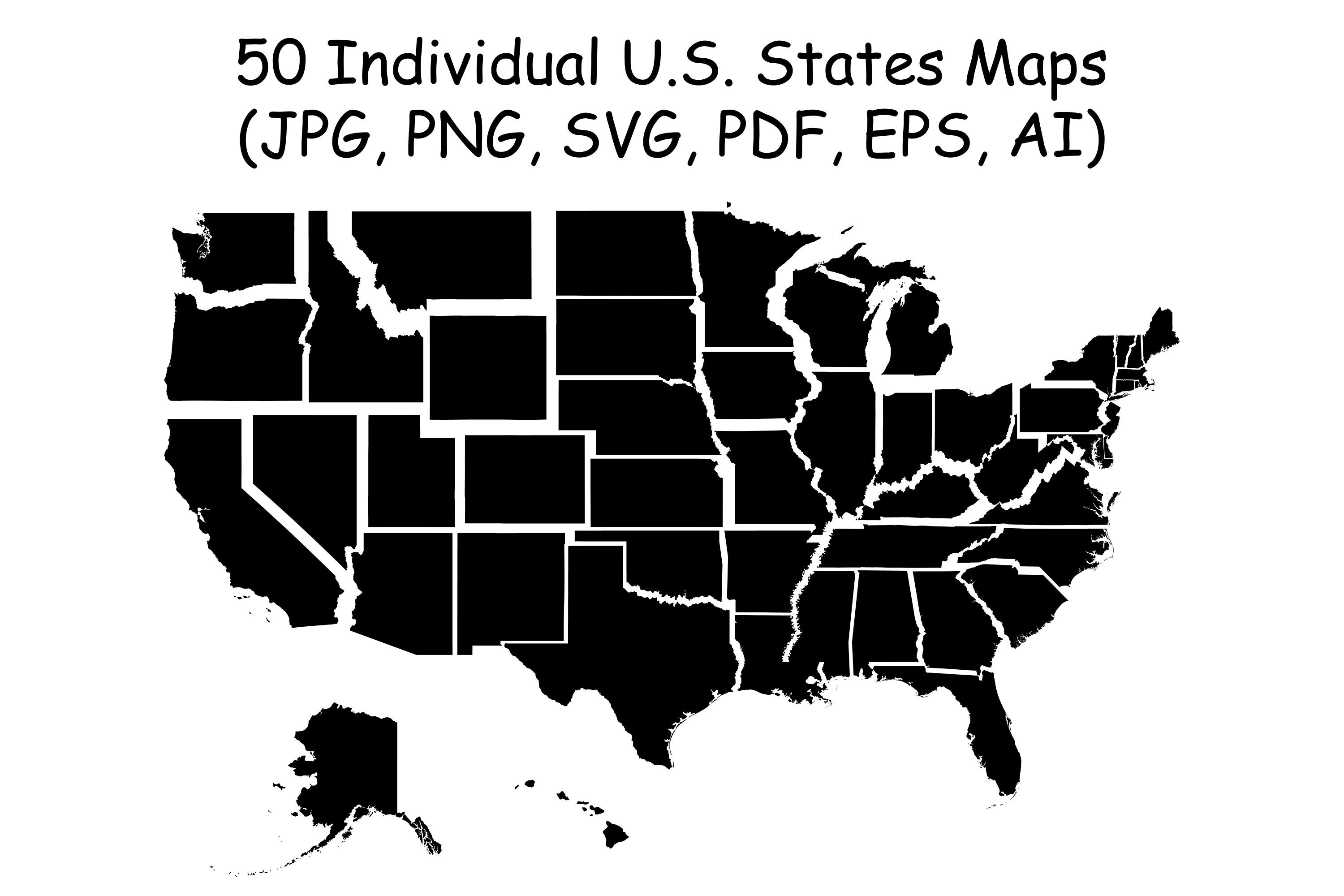 Us Maps With States Black And White