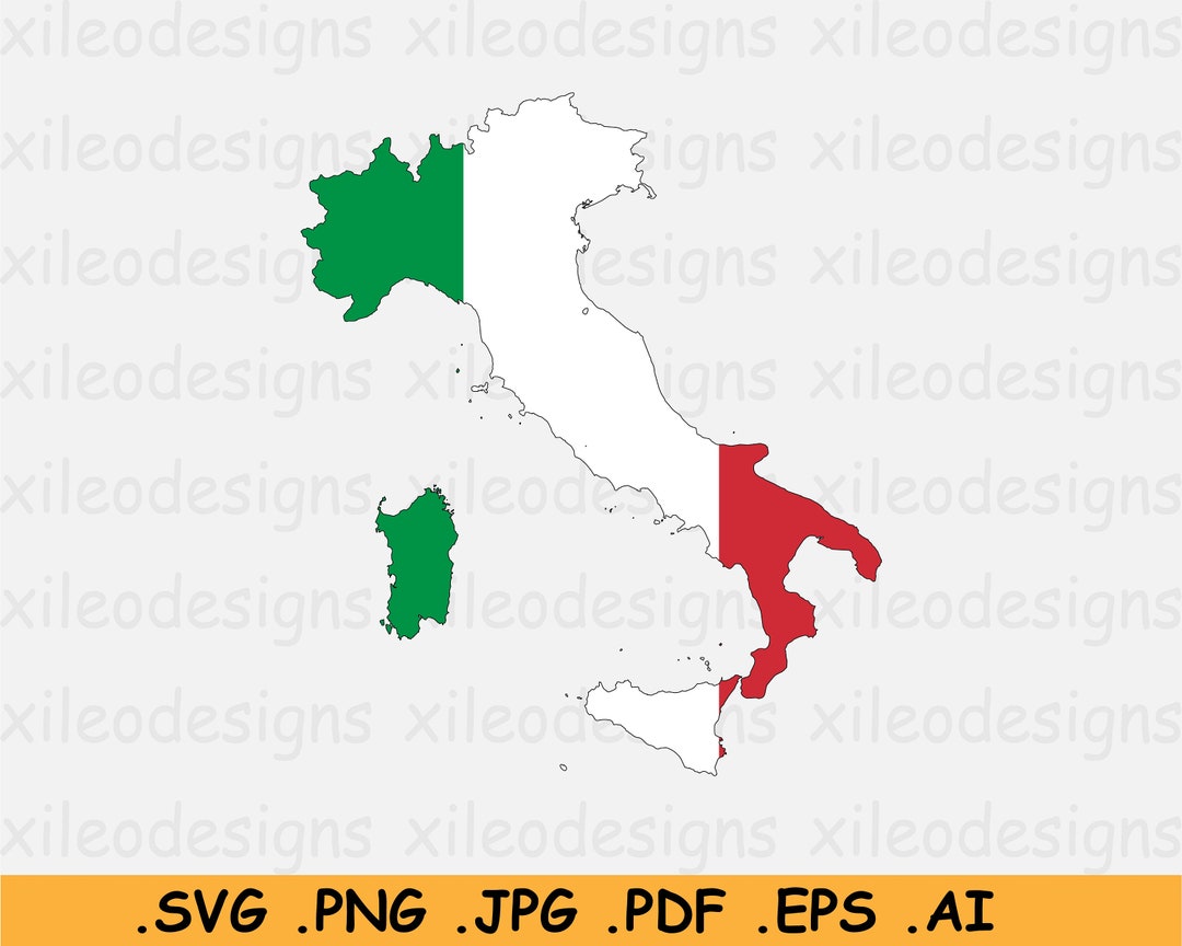 Italy Map Flag SVG - Italian SVG Cricut Cut File, Country Nation ...