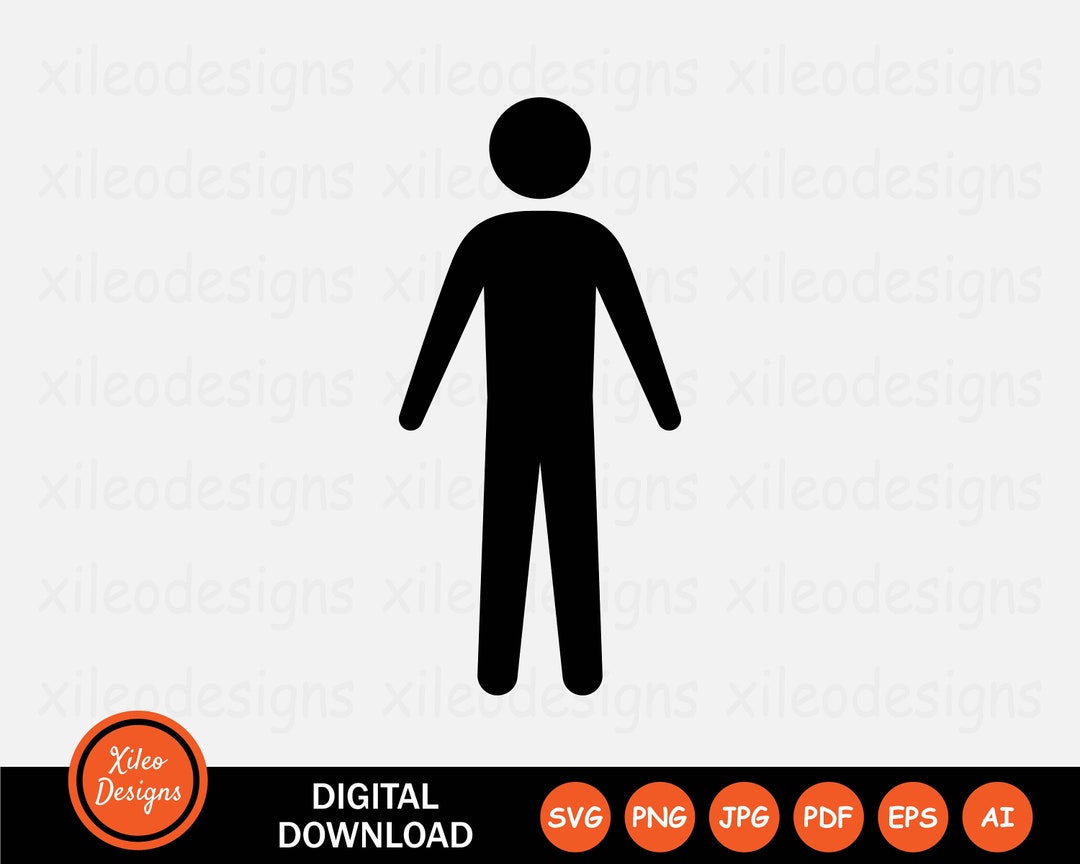 Man Icon SVG Male Stick Figure Boy Shape Standing Body Png Jpg Eps Ai ...