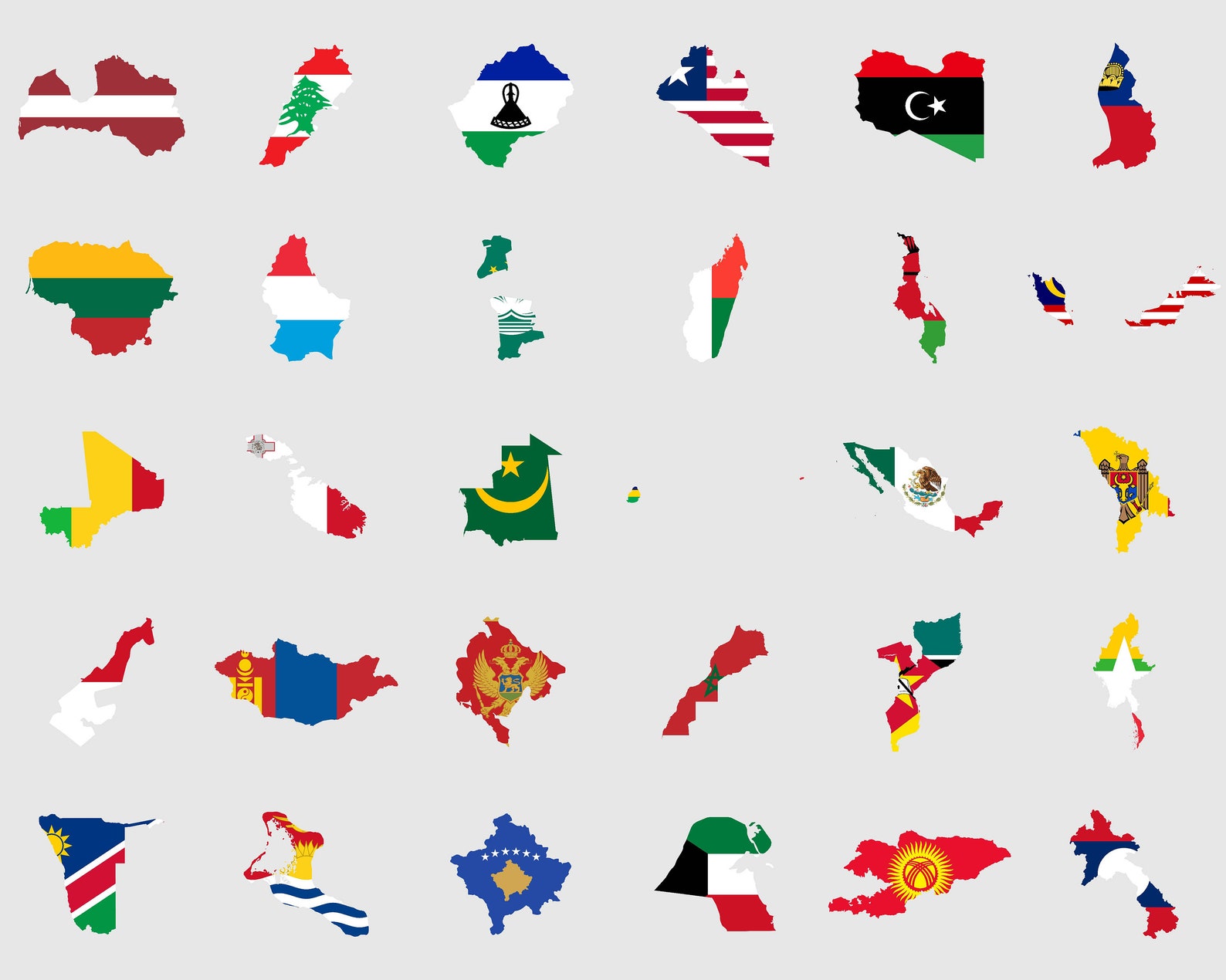 Individual World Countries Map Flags SVG Nation National | Etsy