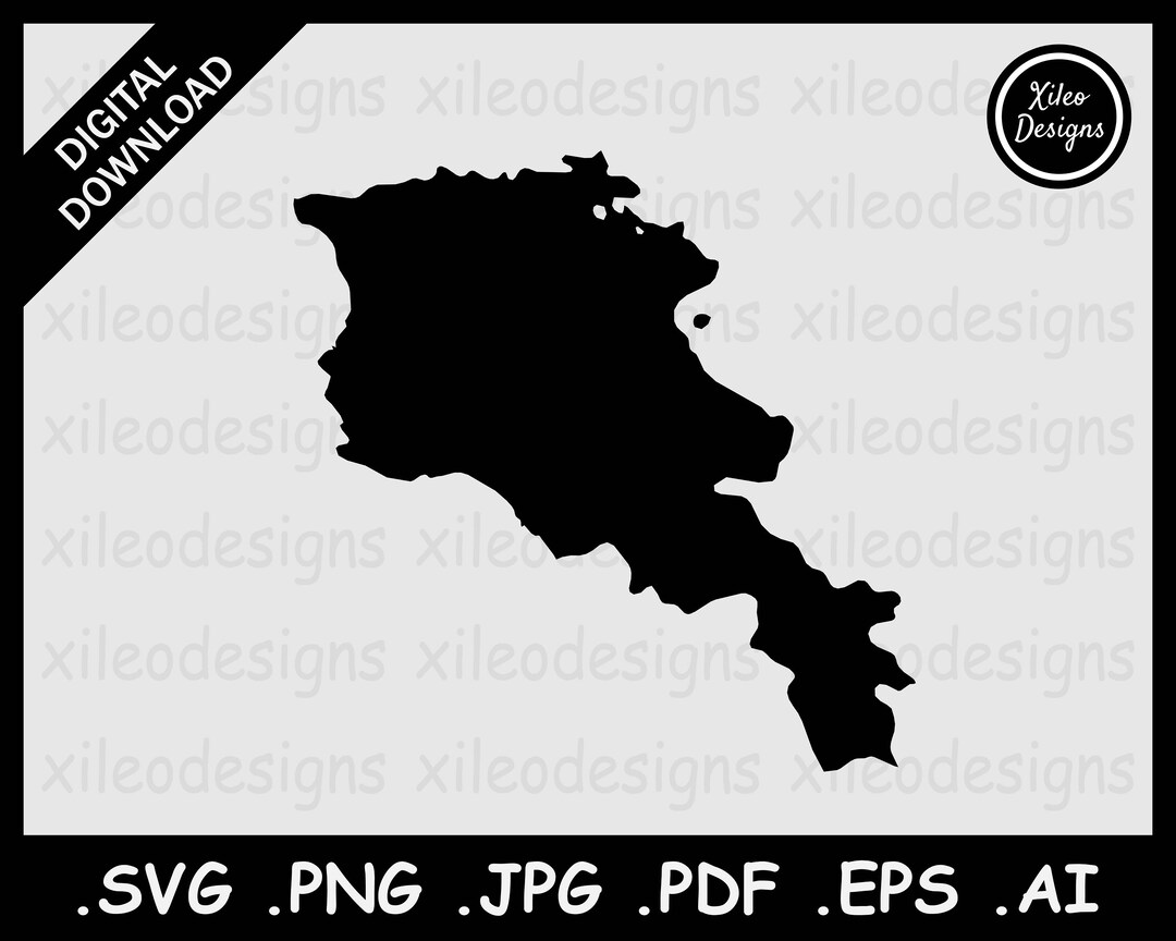 Armenia Map SVG, Armenian Country National Border Boundary, Black ...