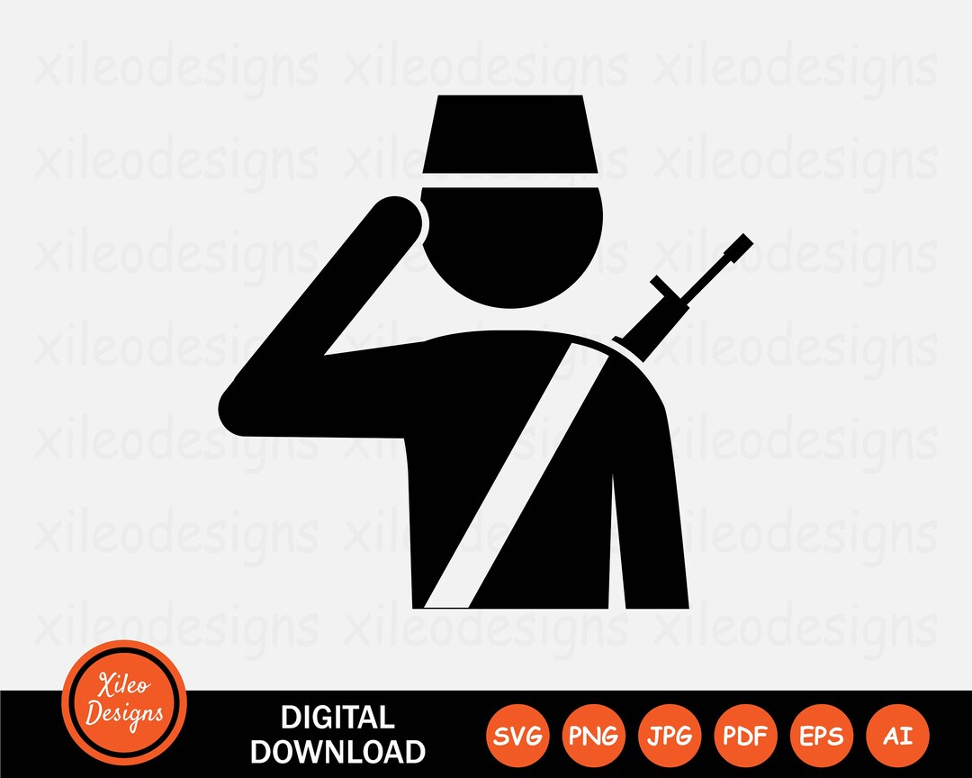 Soldier Salute Icon SVG Army Military Man Gesture War Digital Download ...