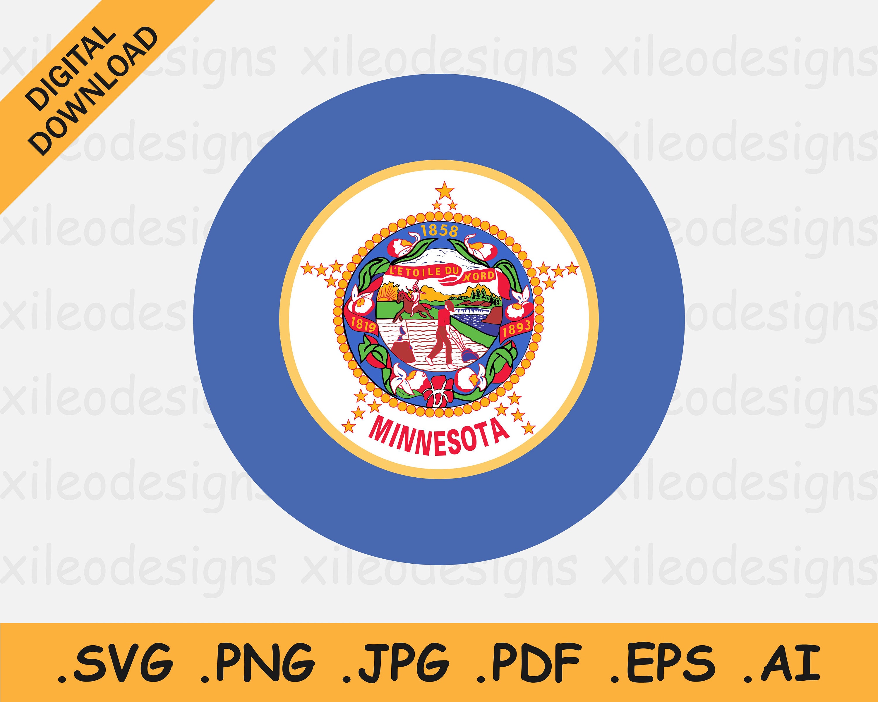 Minnesota Round Flag SVG MN USA Circular Circle State Banner - Etsy