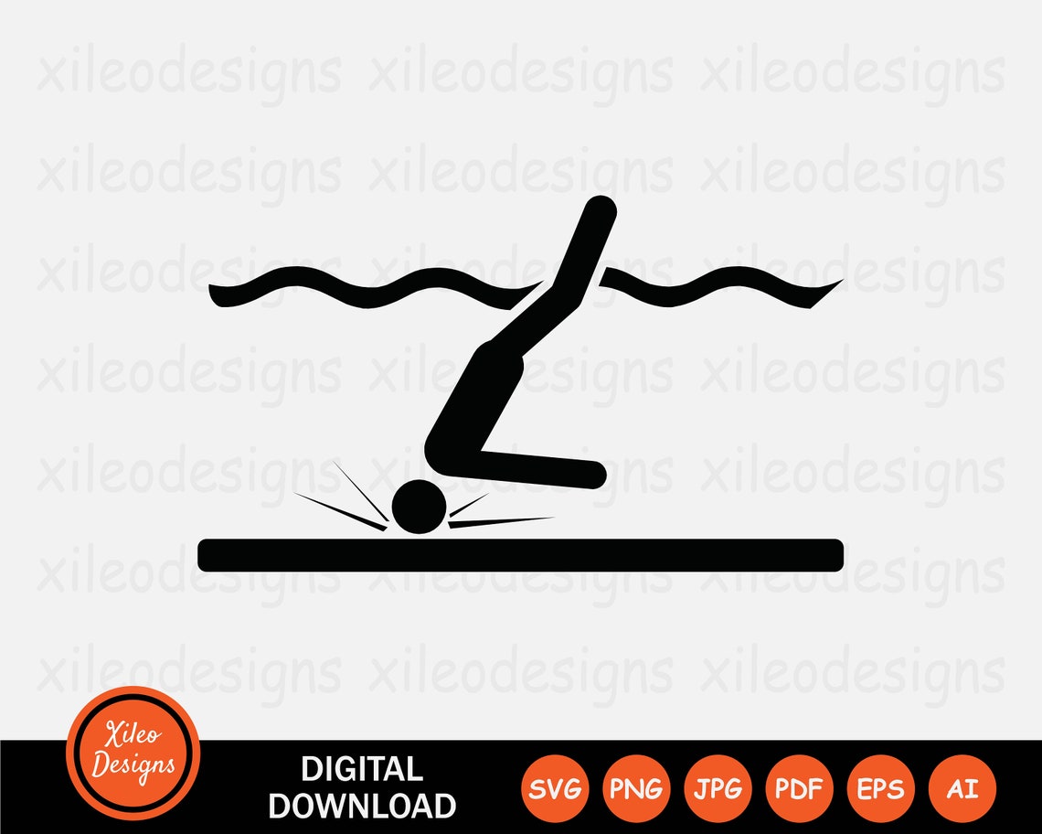 Shallow Water Icon SVG Dive Hit Head Hazard Safety Injury - Etsy