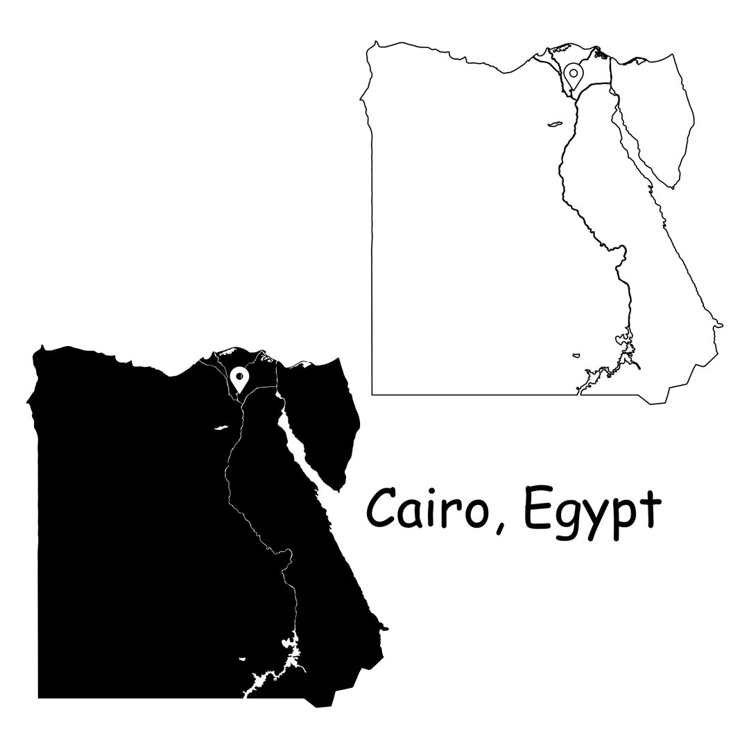 Cairo Egypt Map Capital City Country Location Pin Black White ...