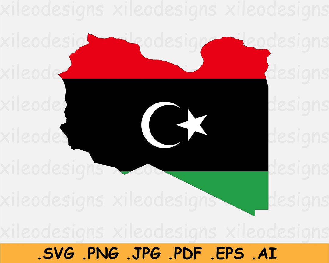 Libya Map Flag SVG, Libyan SVG Digital Download, Country Nation ...