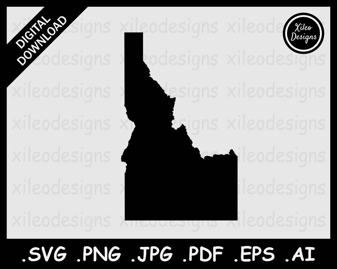 Idaho Map SVG, ID USA State Boundary Border Map, Idahoan United States ...