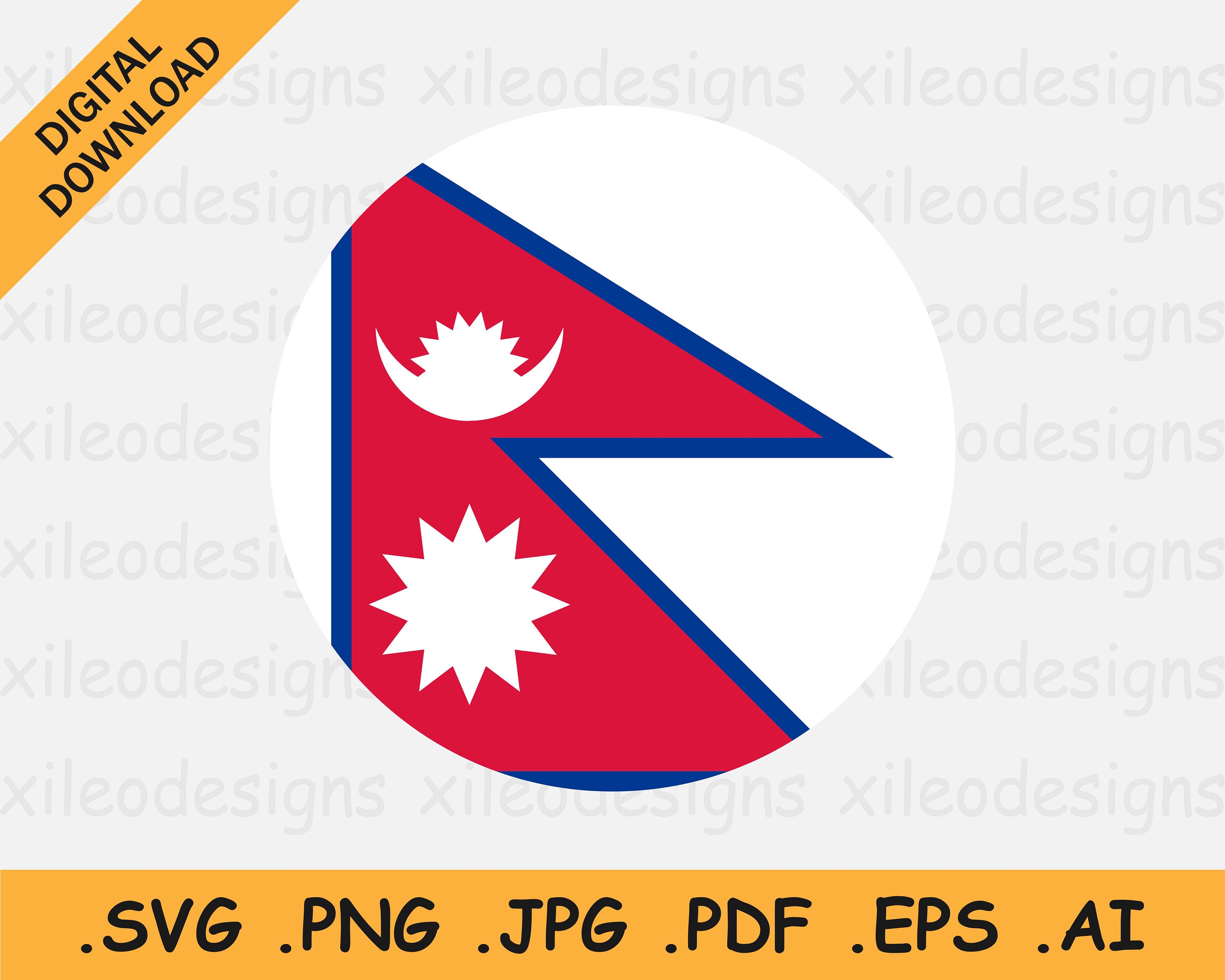Nepal Round Flag SVG - Nepali Nepalese Circular Banner, National Circle ...