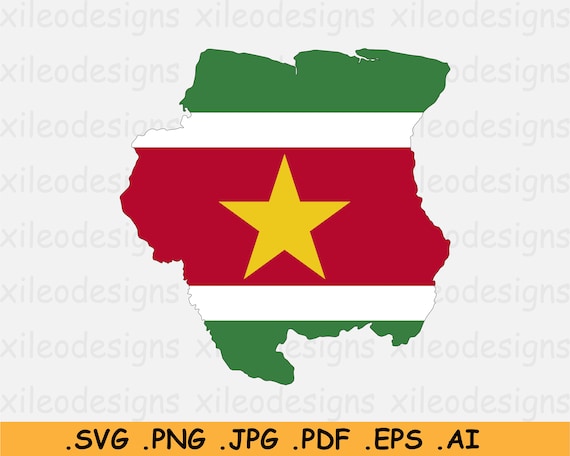 Suriname Flag Map SVG Surinamese Cricut Cut File Country | Etsy
