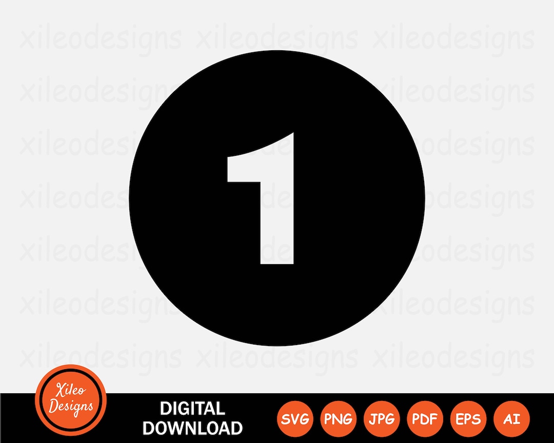 Number One Round Icon SVG Circle Button 1 Digit Counter Digital ...