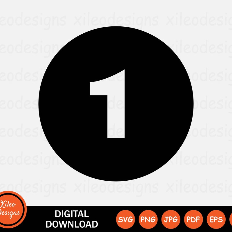 Number One Black and White Clipart - Etsy