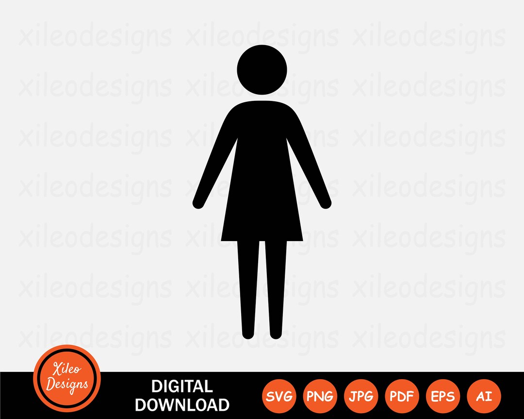 Woman Icon SVG Female Gender Stick Figure Shape Girl Png Jpg Eps Ai Pdf ...