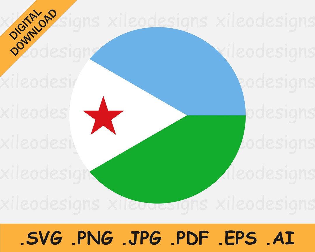 Djibouti Round Flag SVG, Djiboutian Circular Banner, National Circle ...