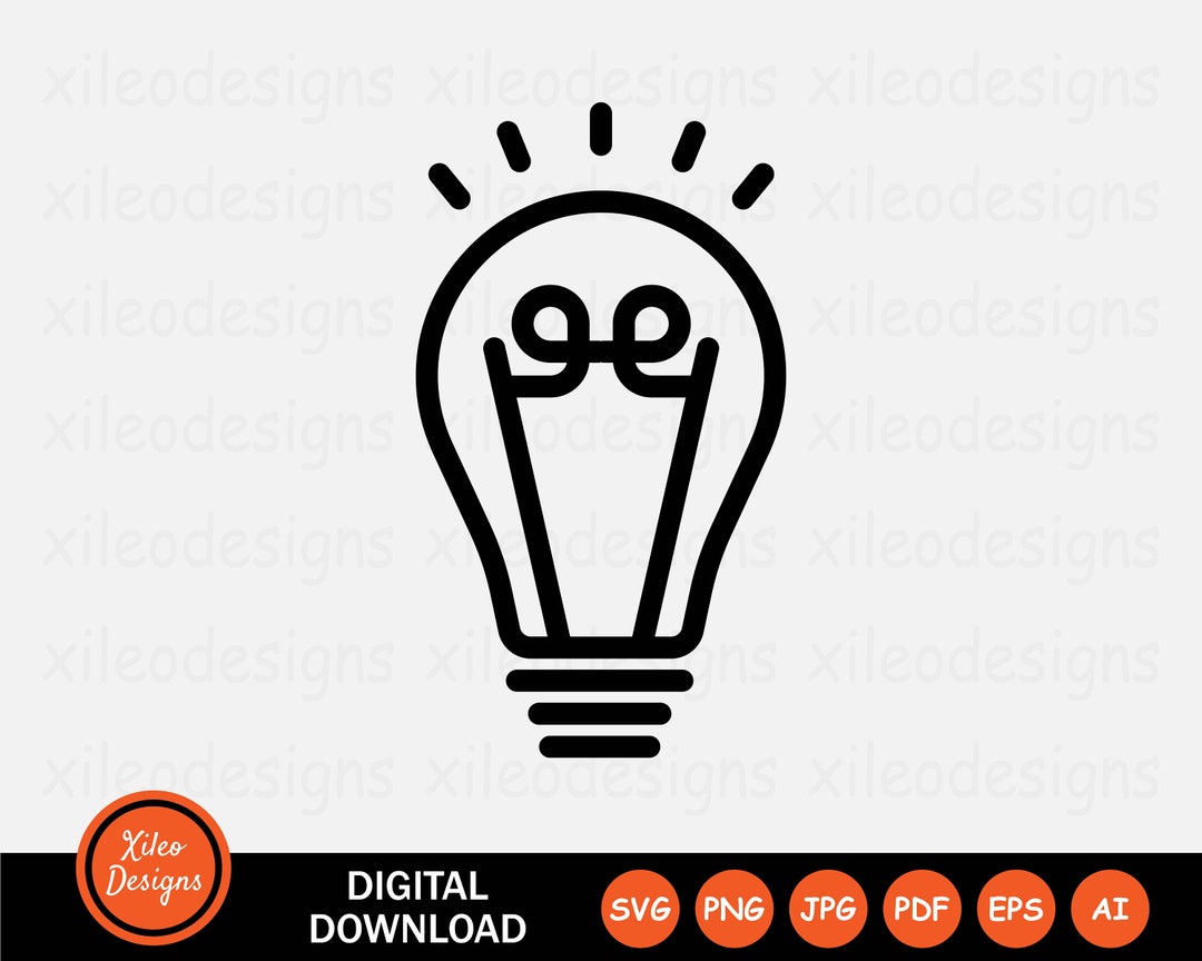 Light Bulb Icon SVG Lightbulb Line Lamp Glow Shine Idea Sign Symbol ...