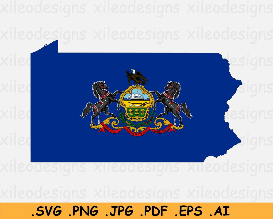 Pennsylvania Map Flag SVG - PA USA United States of America, State ...