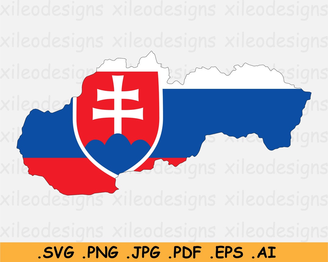 Slovakia Map Flag SVG - Slovak Cricut Cut File, Country Nation ...