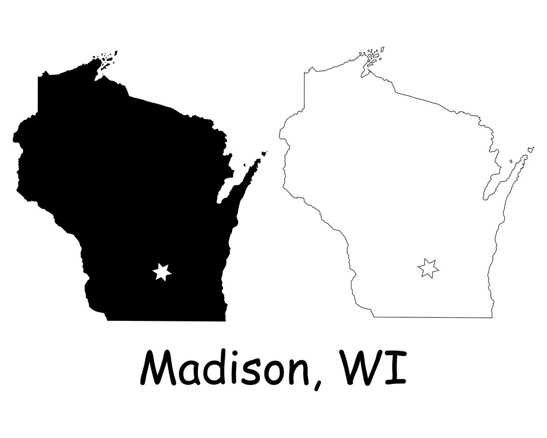 Madison Wisconsin WI Capital City Location on a State Map USA Vector ...