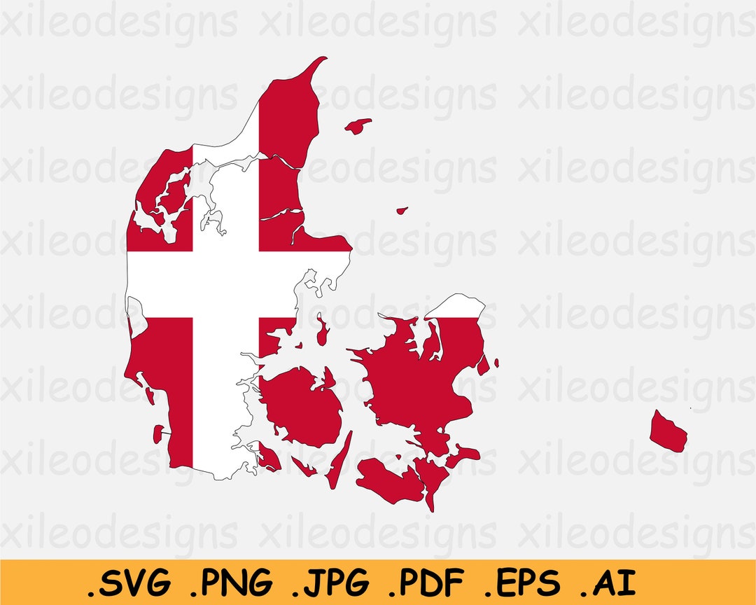 Denmark Flag Map SVG - Danish SVG Cricut Cut File, Dane Country Nation ...
