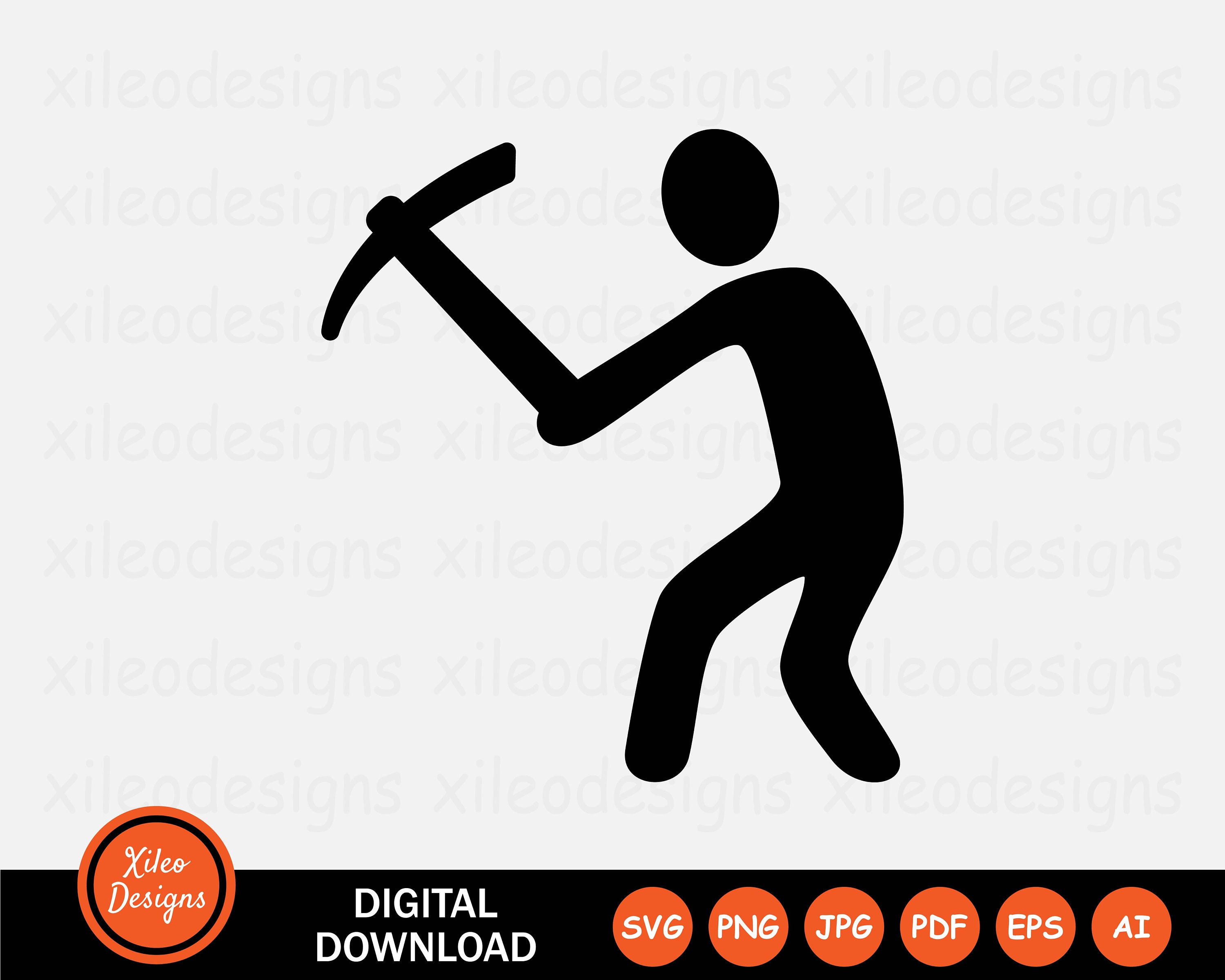 Miner Icon SVG Man Digging Mine Pickaxe Worker Mining Sign Symbol ...