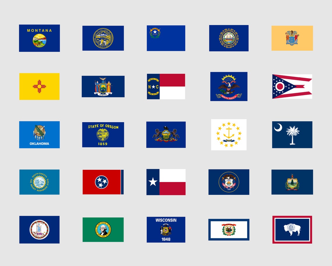 USA State Flags SVG Bundle Set United States of America US | Etsy