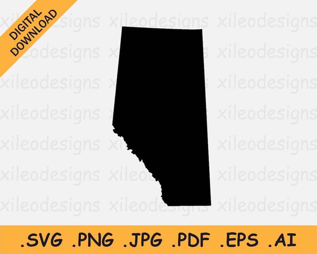 Alberta Canada Map SVG - Canadian Province Border Boundary Shape Black ...