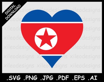 North Korea Flag SVG, Korean National Nation Country Banner, Cricut Cut ...