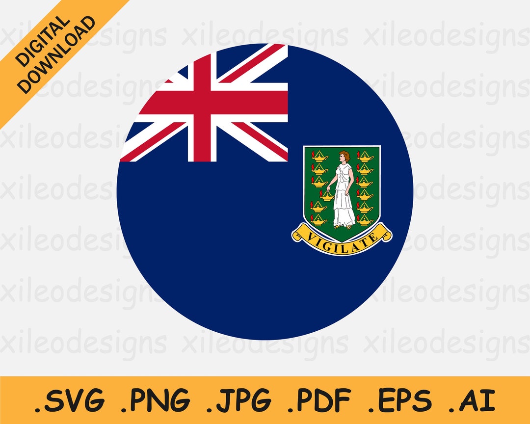 British Virgin Island Round Flag SVG - BVI United Kingdom Circle ...