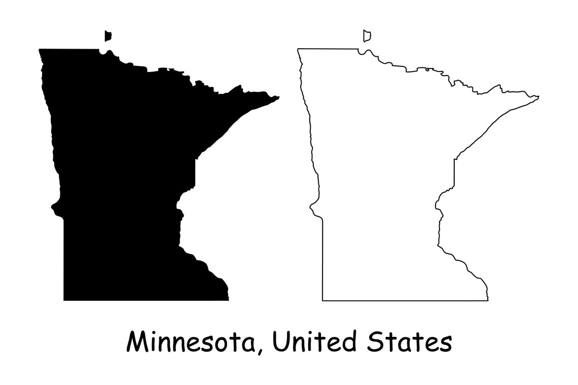 Minnesota Map SVG - MN USA United States of America Us, Black White ...